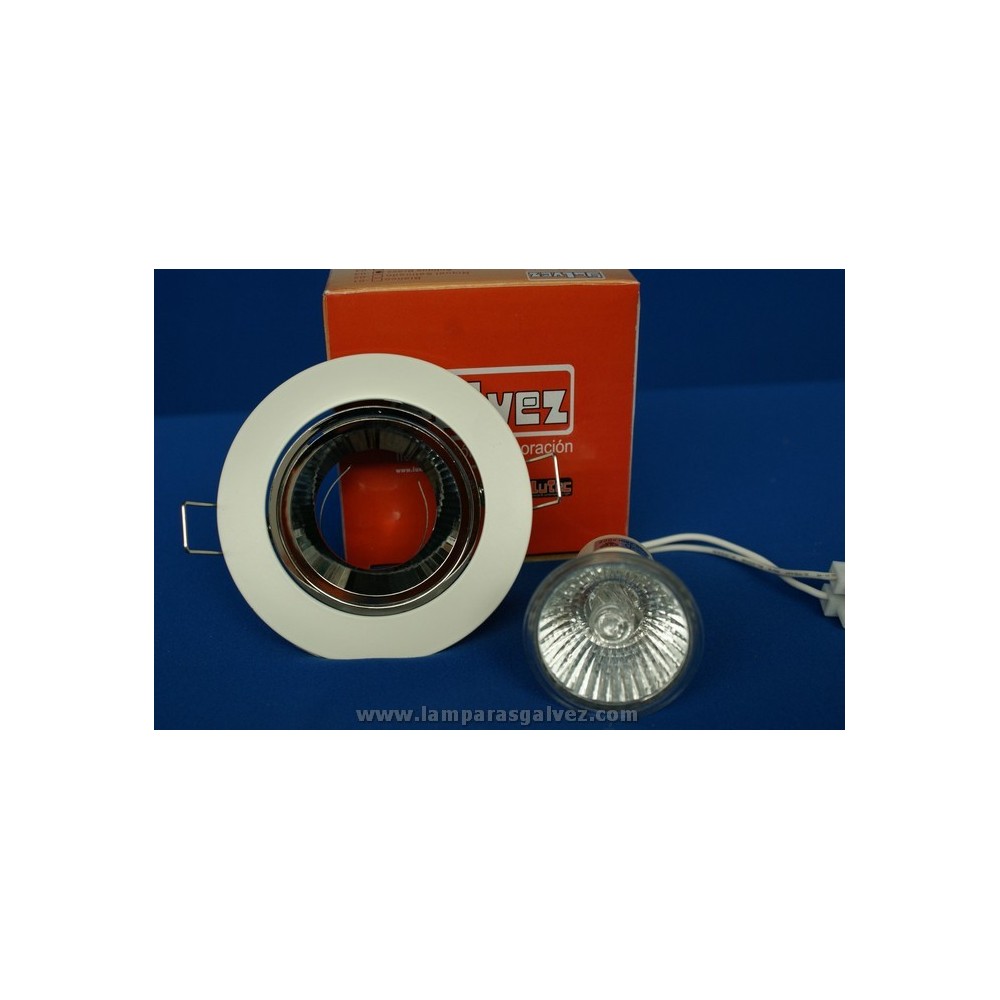 Foco Empotrable LED Halógeno GU10 Redondo Blanco y Cromo Foco Empotrable LED Halógeno GU10 Redondo Blanco y Cromo